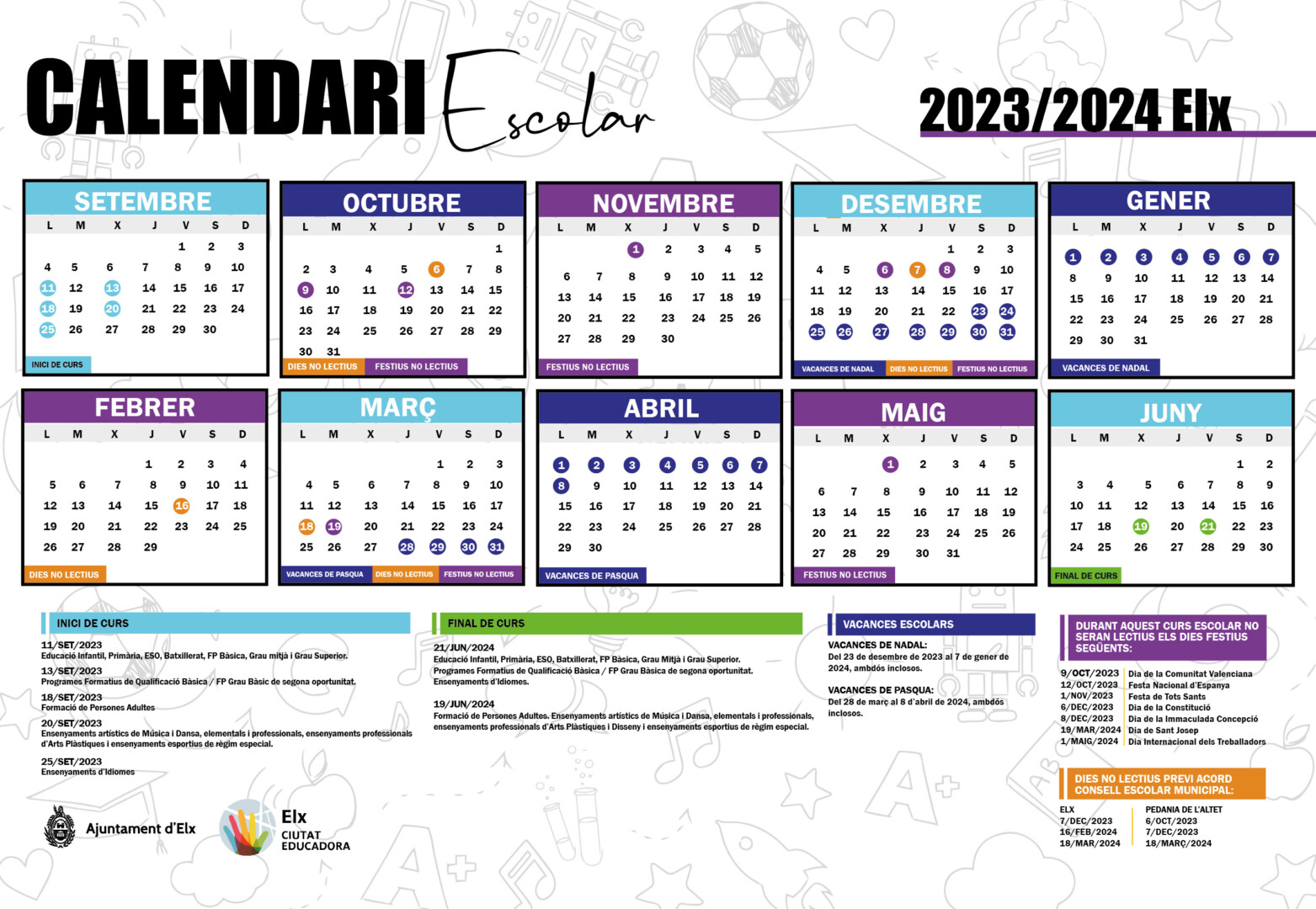 Calendari Escolar 2023-2024 - Ajuntament d'Elx